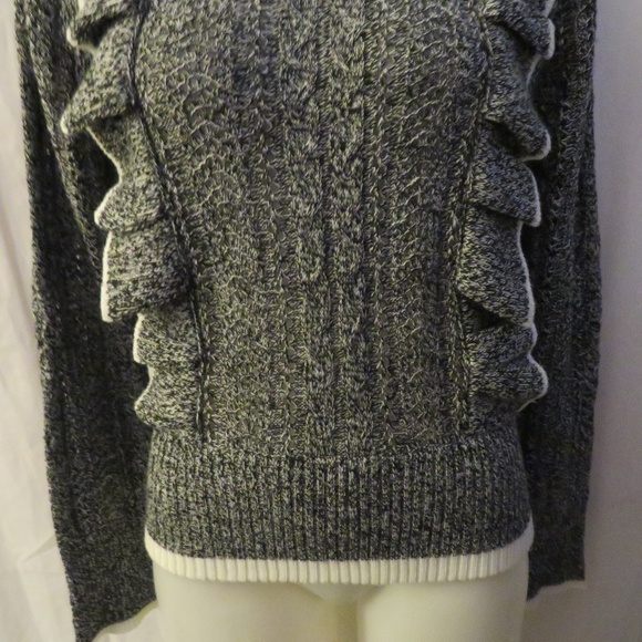 Aqua | Sweaters | Aqua Blackwhite Open Knit Ruffle Edge Sweater M ...